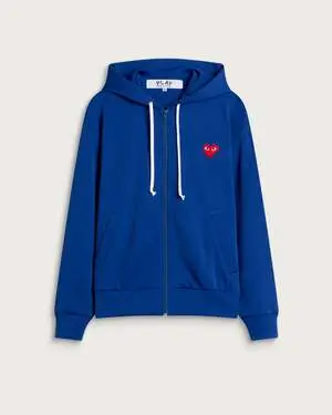 Play Comme Des Garcon Red Heart Zip Hoodie - Navy