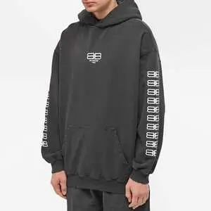 Balenciaga Embroidered Sleeve Bb Logo Popover Hoody