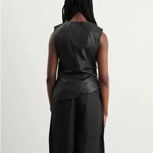 RÓHE Sleeveless Draped Leather Top