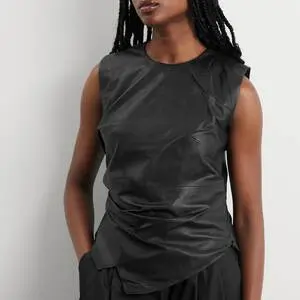 RÓHE Sleeveless Draped Leather Top