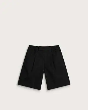 BOUND Wide Pleated Cotton Shorts - Black