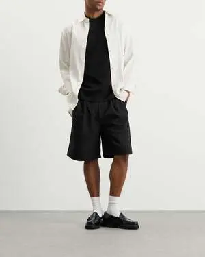 BOUND Wide Pleated Cotton Shorts