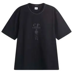 C.P. COMPANY 30/2 Embroidered British Sailor Logo T-shirt - Black