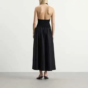 ST. AGNI Knit Halter Backless Dress