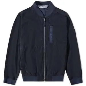 Stone Island Cupro Cotton Twill Bomber Jacket - Navy