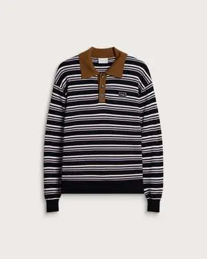 Drole De Monsieur Striped Knitwear Polo - Navy