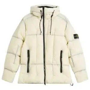 Stone Island Seam Faded Light Nylon Tela Down Jacket - Ivory
