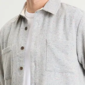 WAX LONDON Whiting Wool Fleck Overshirt