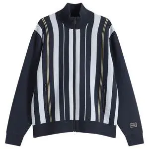 Drole De Monsieur Striped Zipped Knit Jacket - Navy