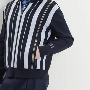Drole De Monsieur Striped Zipped Knit Jacket