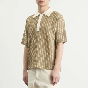 JIL SANDER Cotton Bi-colour Net Stitch Polo