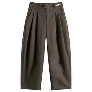 PORTER JAMES Dart-knee Pleated Trousers - Olive