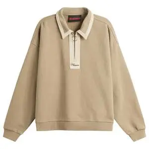 PLEASURES Drift Zip Long Sleeve Polo - Tan