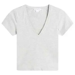 Good American Super Stretch V-neck Baby T-shirt - Heather Grey