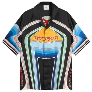 Casablanca Graphic Mountain Shorts Sleeve Shirt - Black