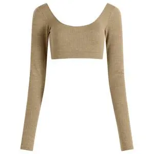 SKIMS Seamless Sheer Wool Long Sleeve Crop Top - Sienna