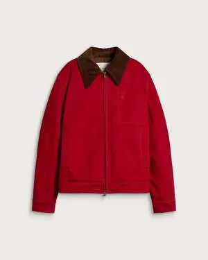 AMI Paris Cotton Twill Zipped Adc Jacket - Ruby Red