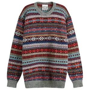 JAMIESON'S OF SHETLAND Fair Isle Crew Knit - Grey Mix