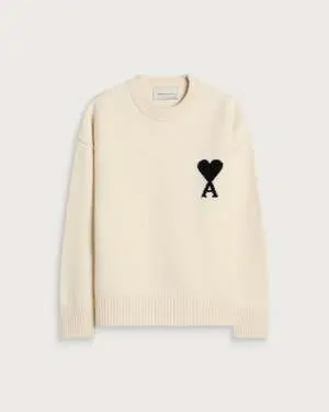 AMI Paris Crewneck Contrasted Adc Jumper - Nut/black