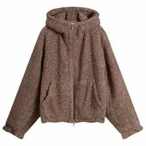 COLE BUXTON High Pile Zip Through Jacket - Brown