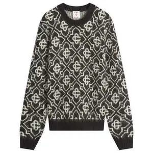 Casablanca Monogram Mohair Blend Crew Sweatshirt - Black