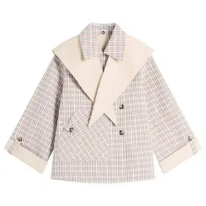 DAMSON MADDER Jerry Reversible Crop Trench Coat Jacket - Stone