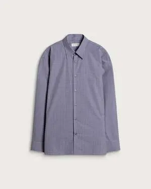 Dries Van Noten Croom Micro Check Cotton Shirt - Navy