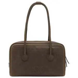 MARGESHERWOOD Soft Boston Bag - Washed Brown Embossed Pull-up