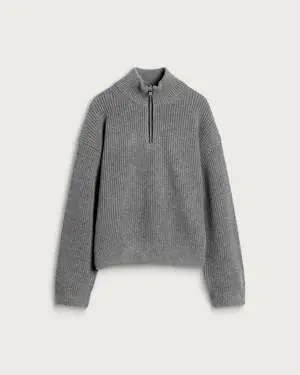 DANIEL SIMMONS Merino Knit Q-zip Jumper - Grey