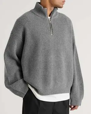 DANIEL SIMMONS Merino Knit Q-zip Jumper