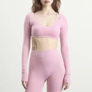 SKIMS Seamless Sheer Wool Long Sleeve Crop Top