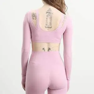 SKIMS Seamless Sheer Wool Long Sleeve Crop Top