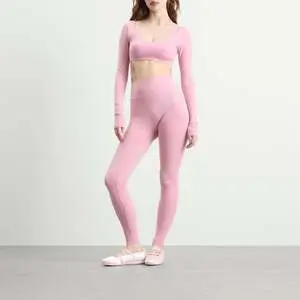 SKIMS Seamless Sheer Wool Long Sleeve Crop Top