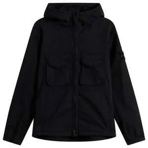 Stone Island Organic Cotton Twill Hooded Jacket - Black