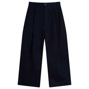 Studio Nicholson Sorte Peached Cotton Pleat Volume Pant - Dark Navy