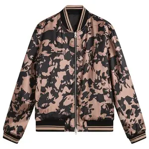 Dries Van Noten Abstract Floral Satin Reversible Bomber Jacket