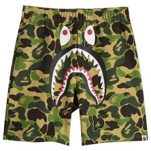 A BATHING APE Abc Camo Shark Sweat Shorts - Green