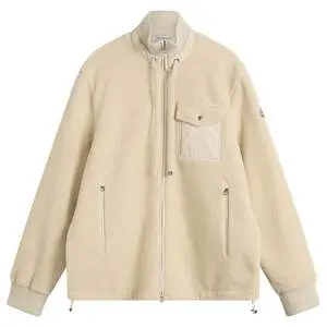 Moncler Teddy Fleece Zip Up Fleece Jacket - Beige