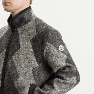 Moncler Zip Up Wool Jacquard Jacket