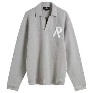 REPRESENT Knitted Boucle Knit Polo - Grey