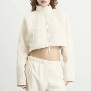 SKIMS Teddy Funnel Neck Cropped Jacket