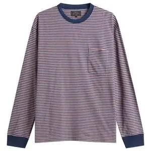 BEAMS Stripe Long Sleeve T-shirt - Red