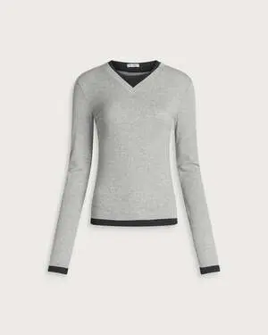 ST. AGNI Organic Cotton V-neck Long Sleeve Top