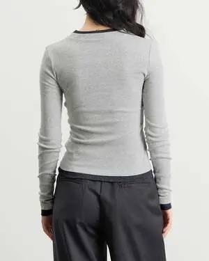 ST. AGNI Organic Cotton V-neck Long Sleeve Top