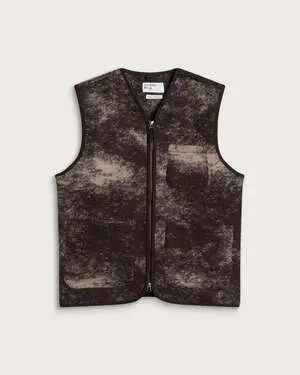 Universal Works Cloud Camo Knit Zip Gilet Jacket - Brown