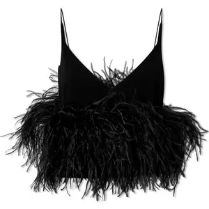 16Arlington Poppy Feather Cami Top - Black