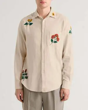 Portuguese Flannel Flower Embroidery Flannel Shirt
