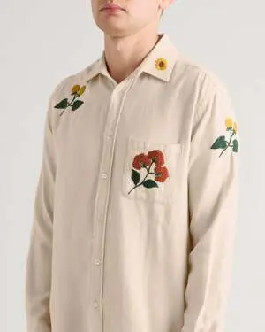 Portuguese Flannel Flower Embroidery Flannel Shirt