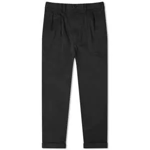 BEAMS 2 Pleat Twill Trouser - Black