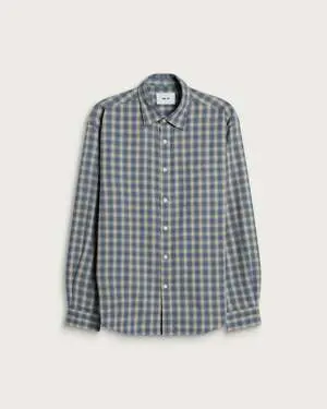 Nn07 Deon Check Flannel Shirt - Blue Check
